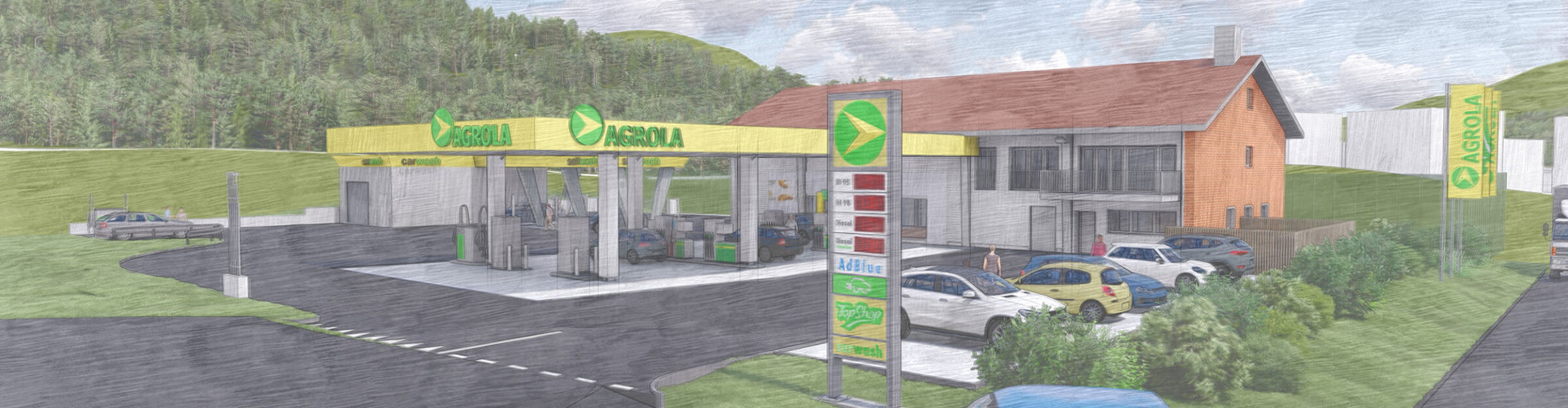 Shop avec station-service et parc de lavage, LANDI Bachtel ...