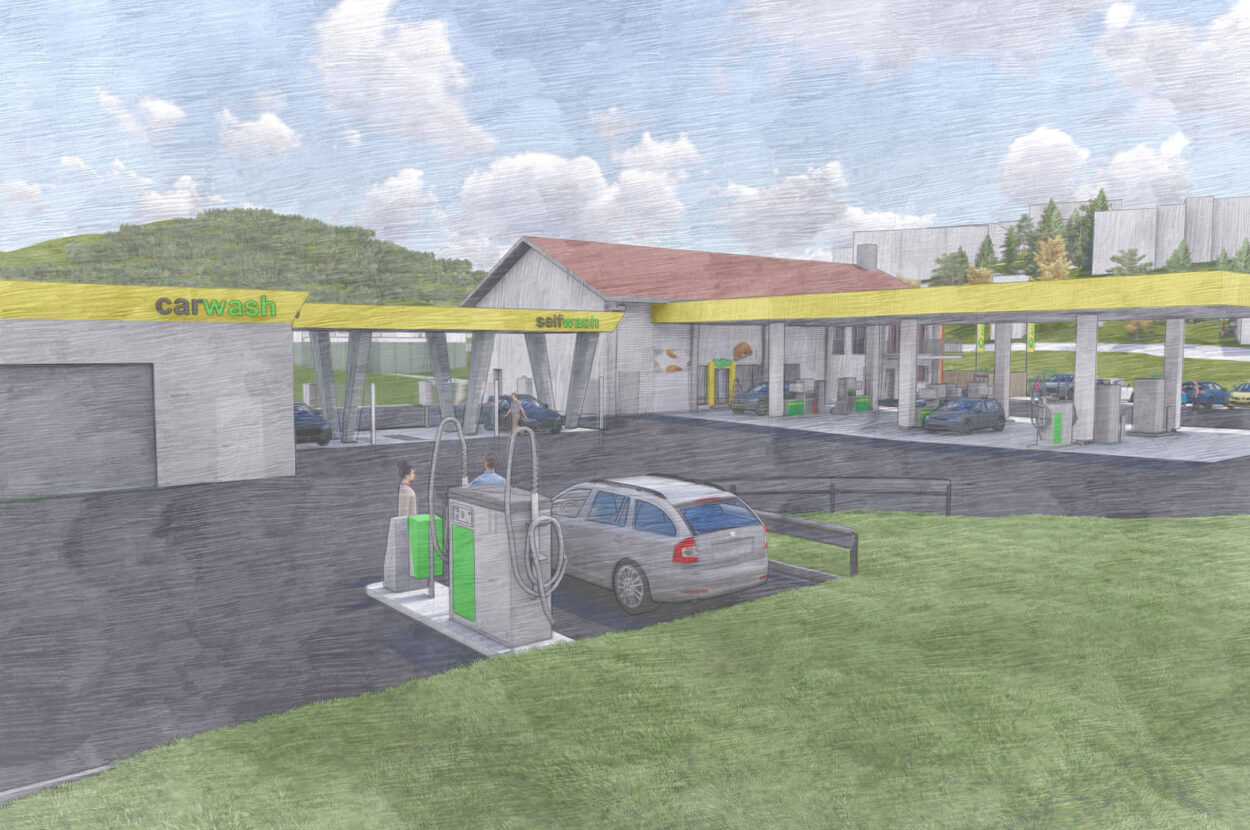 Shop avec station-service et parc de lavage, LANDI Bachtel ...